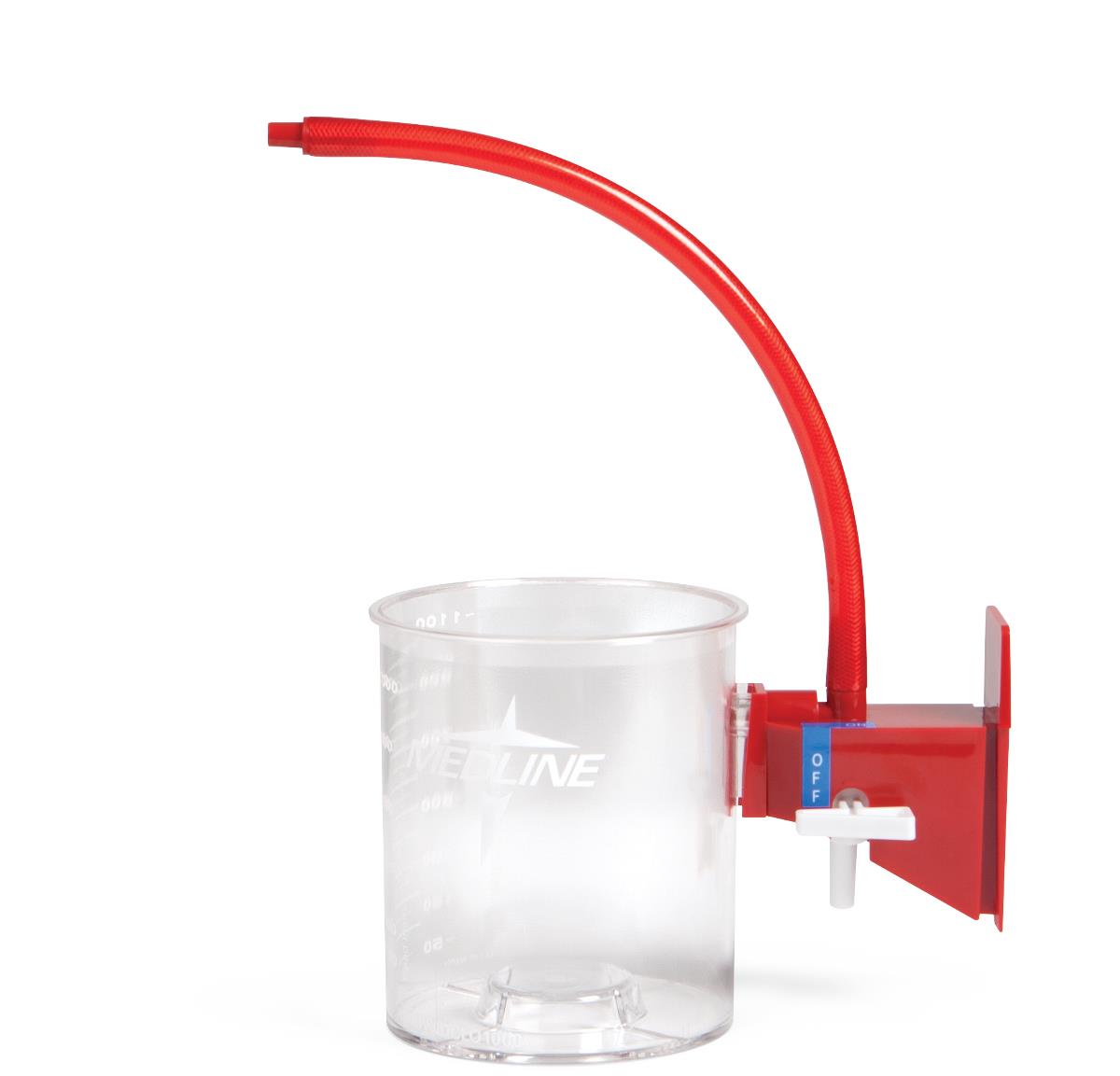 Medline Soft Liner Outer Suction Canister, Red Bracket, Vacuum Tubing ...