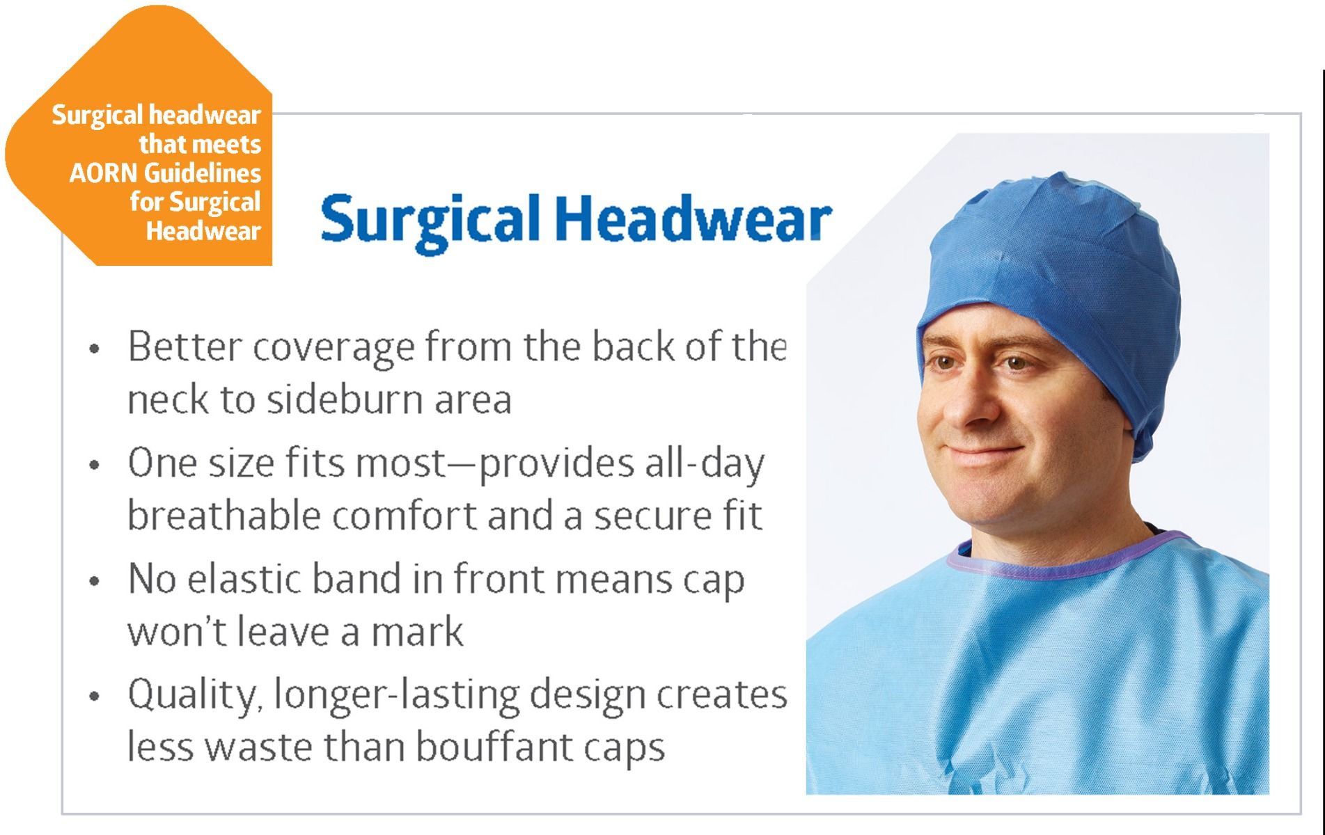 Medline Surgical Sheer Gaurd Surgeon's Cap With Ties Scrim Reinforced ...